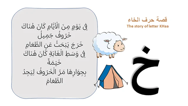 تعليم حرف الخاءخ مع قصة الحرف والتدريبات والكلمات والالعاب واوراق العمل لتأكيد الحرف