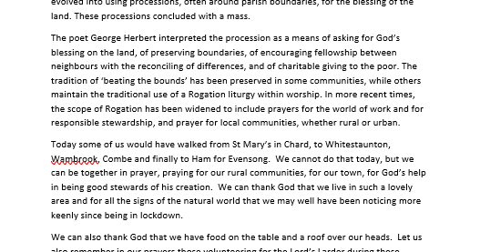 St Andrews Church, Whitestaunton : Rogation Sunday Service Sheets