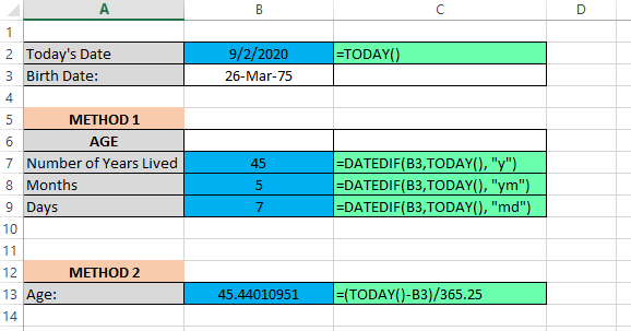 Excel Formula: Age Calculation , Auto Sum Shortcut Key, Use of Brackets ...