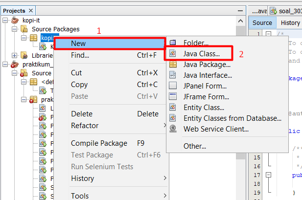 Membuat Package Dan Class Di Netbeans