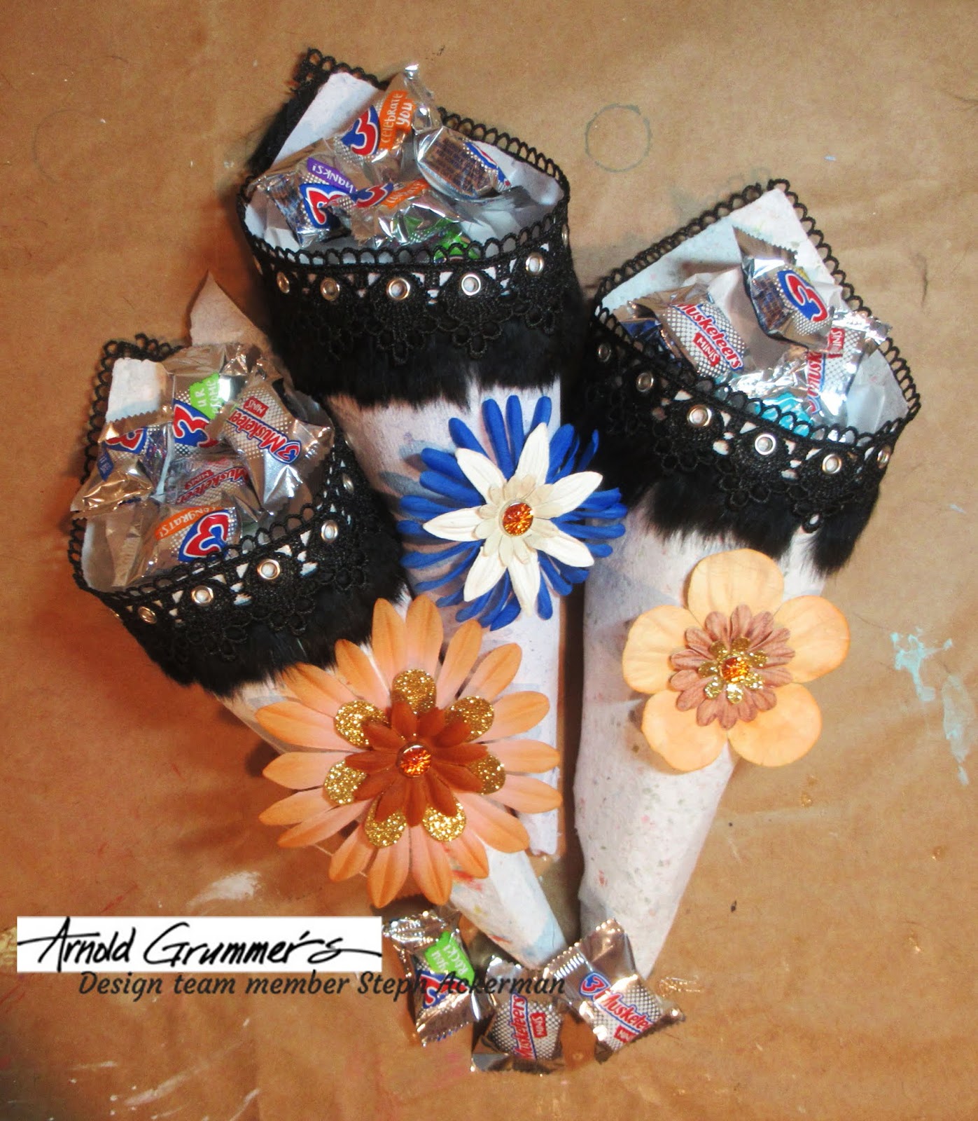 Sweet Candy Cones with Handmade Papers