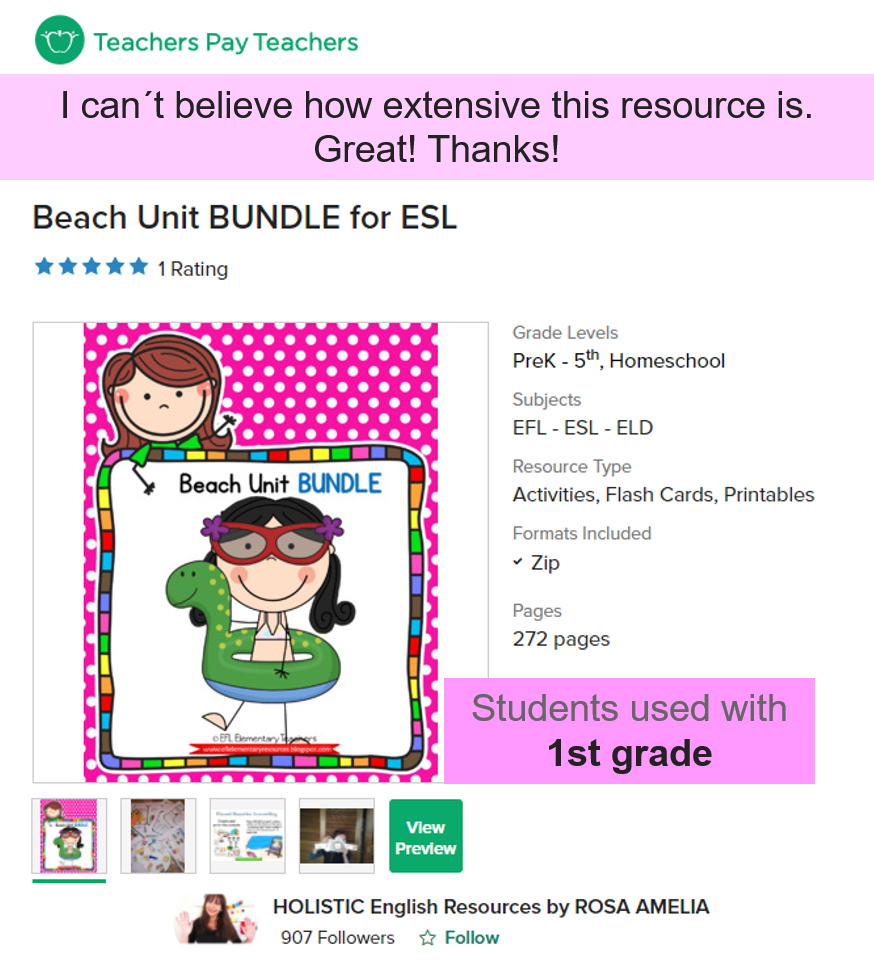ESL/EFL Preschool Teachers: Beach Theme for English Language Learners