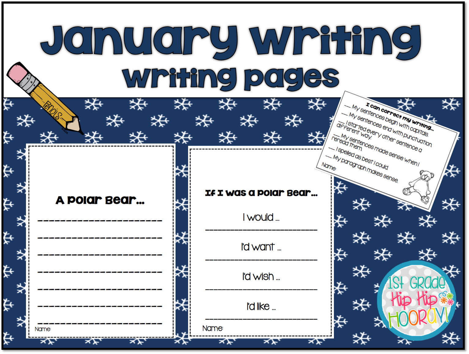 1st Grade Hip Hip Hooray!: January Writing with Page Toppers