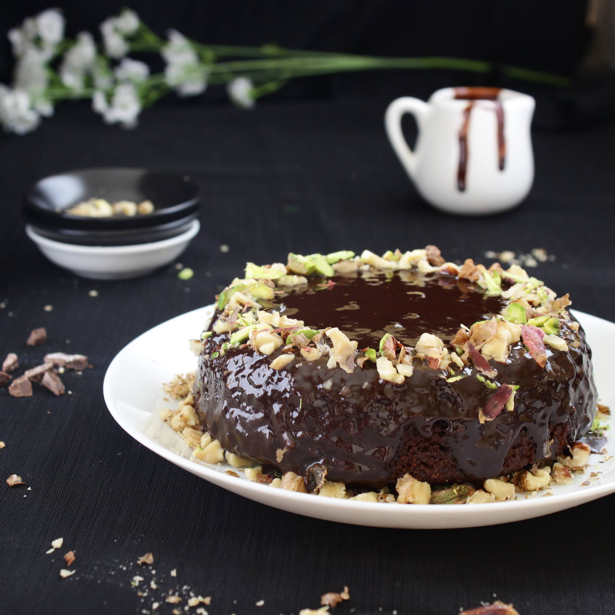 Rustic Chocolate Cake with Ganache| Eggless Chocolate Cake|How to make ...