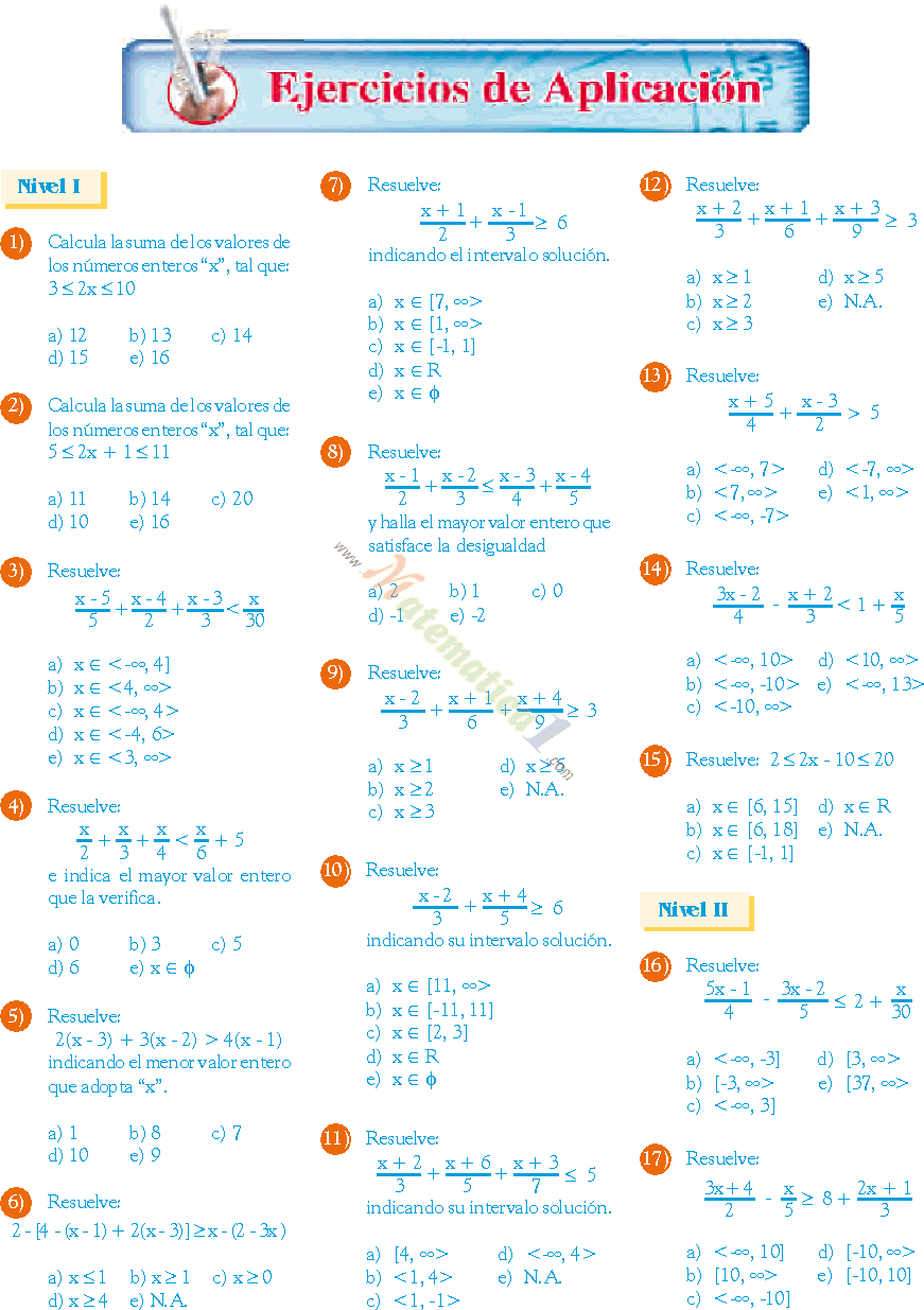 INECUACIONES DE PRIMER GRADO EJERCICIOS RESUELTOS Y PARA RESOLVER PDF