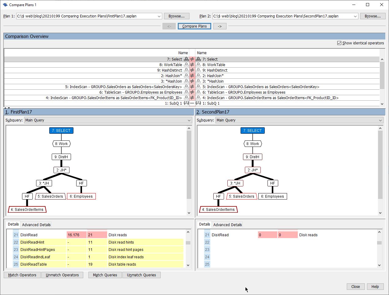 SQL Anywhere: Comparing Execution Plans