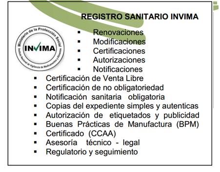 Asesorias INVIMA Registros Sanitarios, CCAA y Marcas