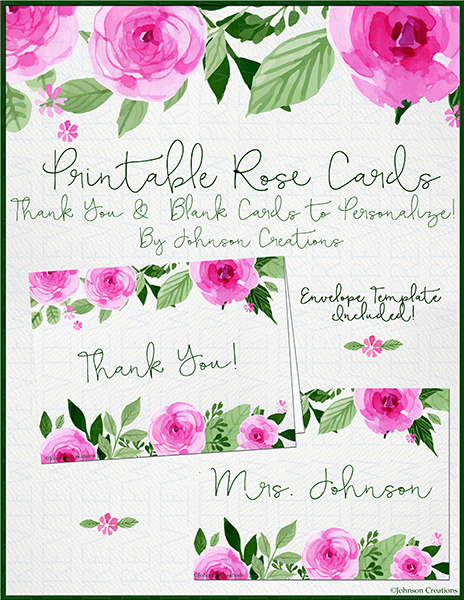 Johnson Creations: Printable Rose Cards