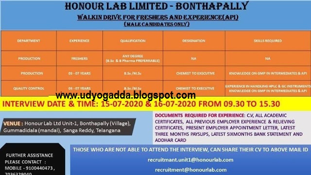 UDYOG ADDA: HONOUR LAB LIMITED - Walk-In Drive for Freshers ...