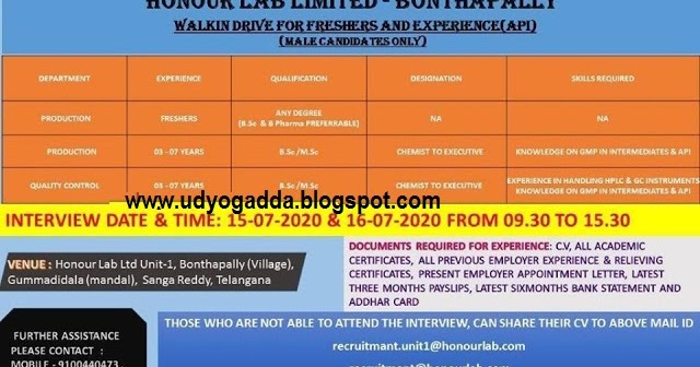UDYOG ADDA: HONOUR LAB LIMITED - Walk-In Drive for Freshers ...