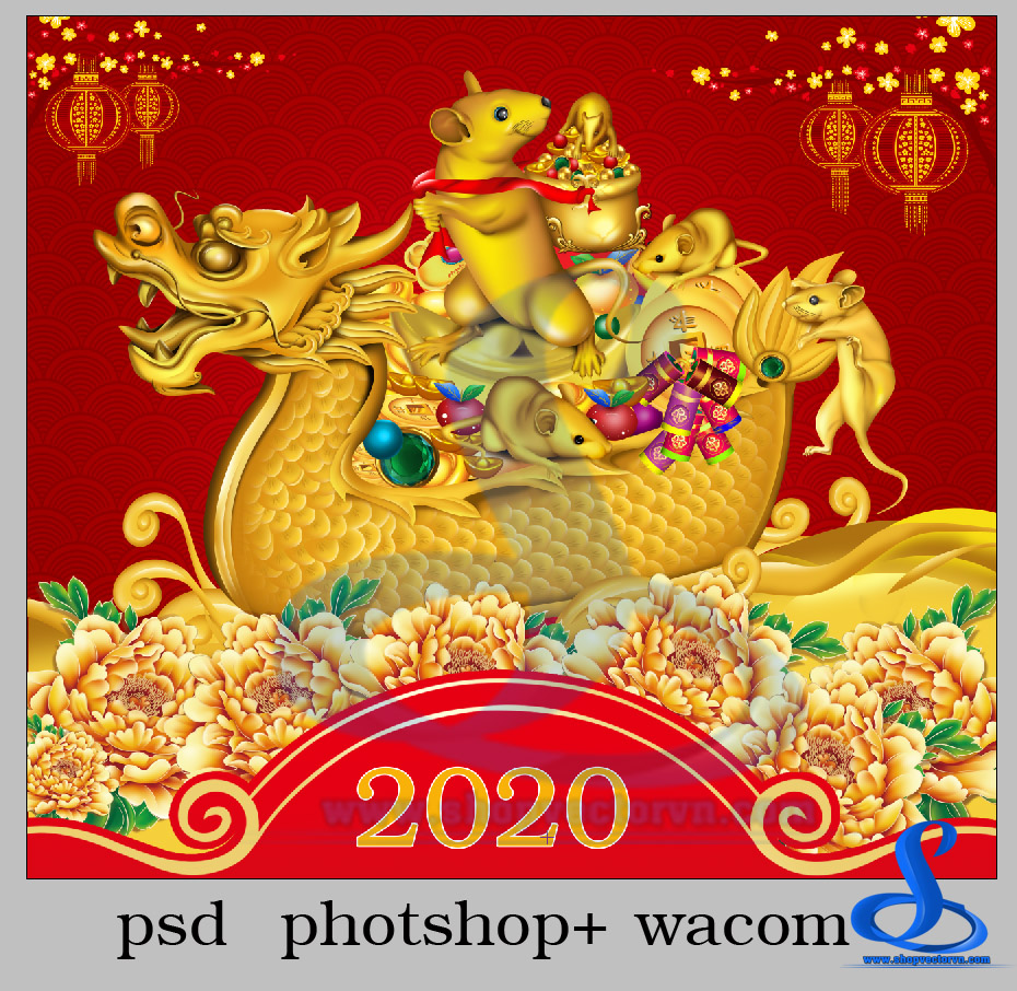 vector trang trí lich bloc tết - shopvectorvn