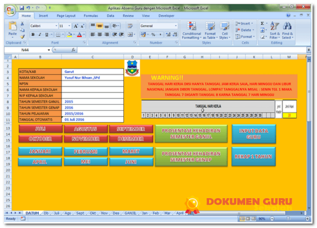 APLIKASI ABSENSI DAFTAR HADIR GURU DENGAN MICROSOFT EXCEL NEW UPDATE ... APLIKASI ABSENSI DAFTAR HADIR GURU DENGAN MICROSOFT EXCEL NEW UPDATE ...