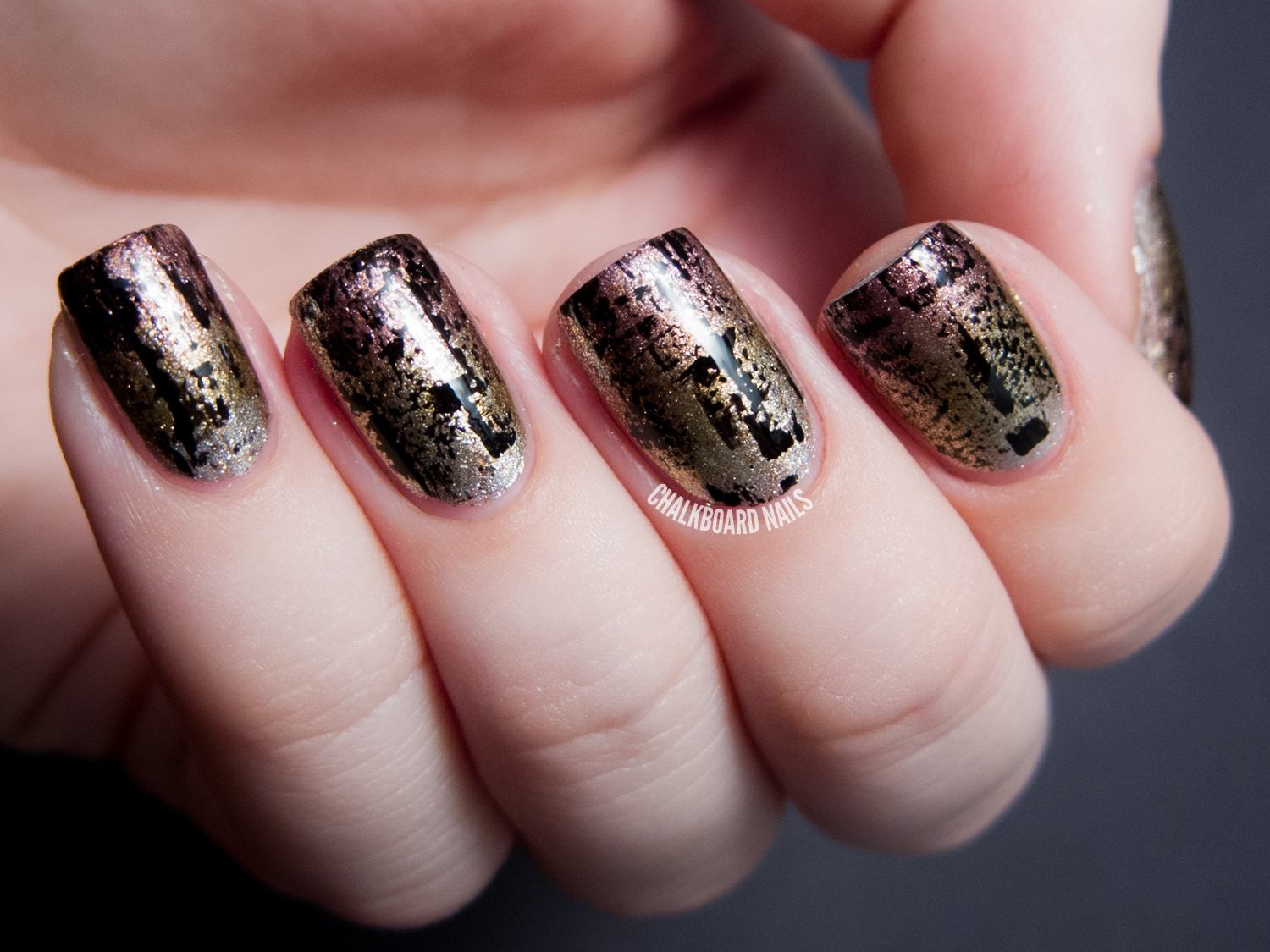 31DC2013 Day 08: Distressed Metallic Gradient | Chalkboard Nails ...