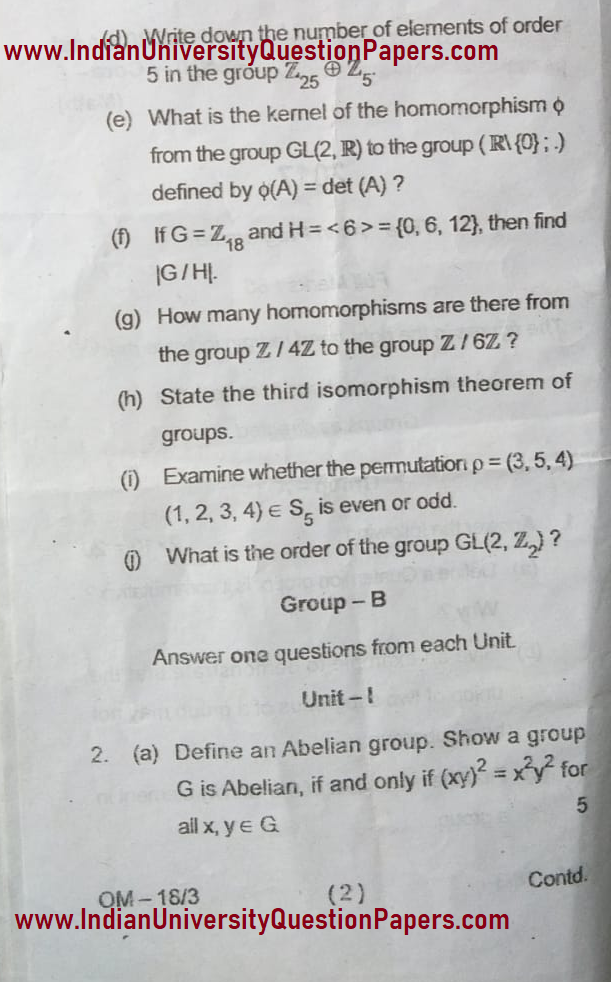Utkal University B.Sc Mathematics 3rd Sem Core VI 2017 Question Paper ...