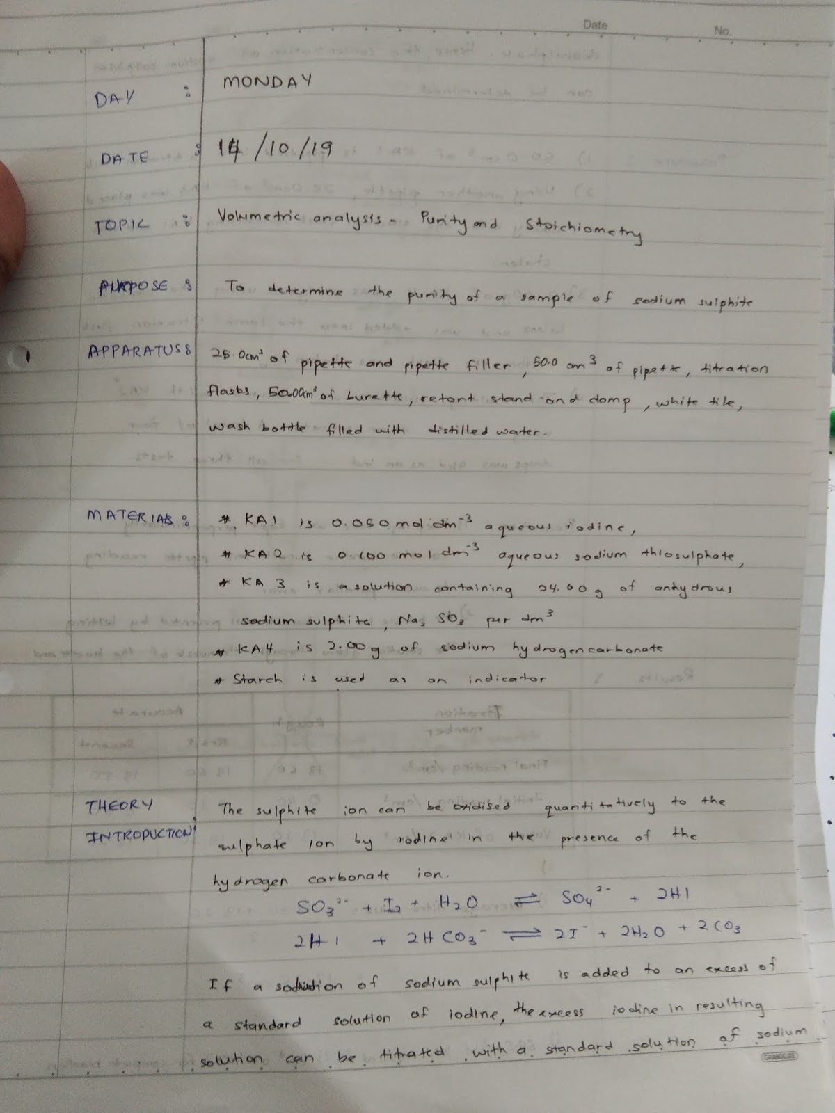 STPM Semester 1 Chemistry Experiment 3 : Volumetric Analysis - Purity ...