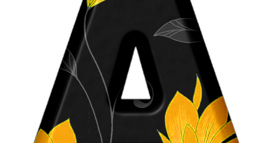 M. Michielin Alphabets: YELLOW FLORAL FLOWER ALPHABET, NUMBERS, ICONS ...