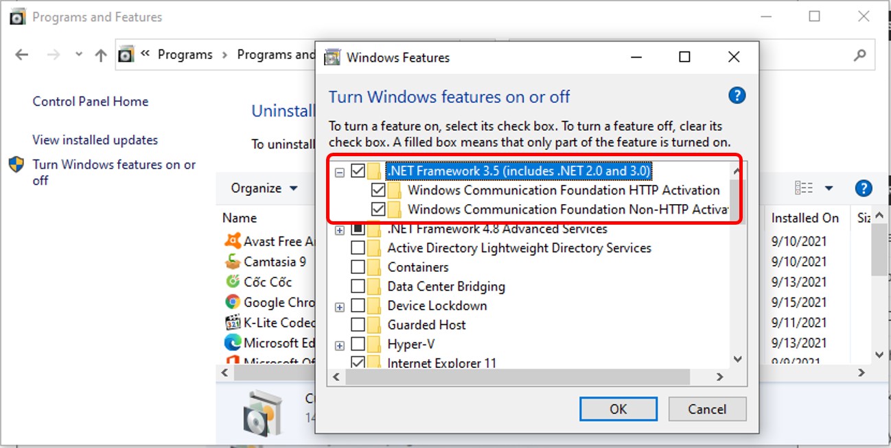 Cách bật .Net Framework 3.5 trên hệ điều hành Windows - Programming ...