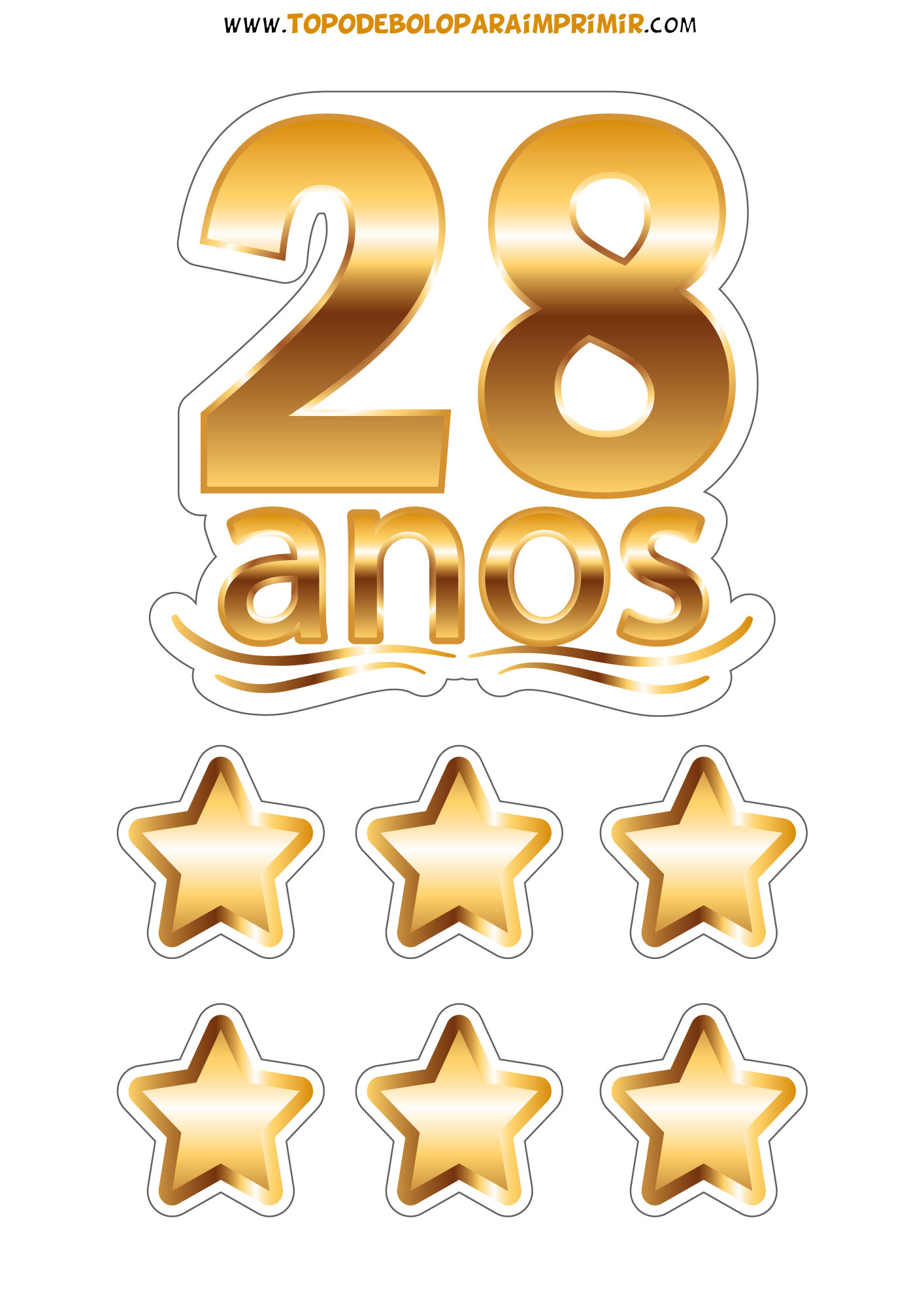 Topo de bolo 28 anos para imprimir