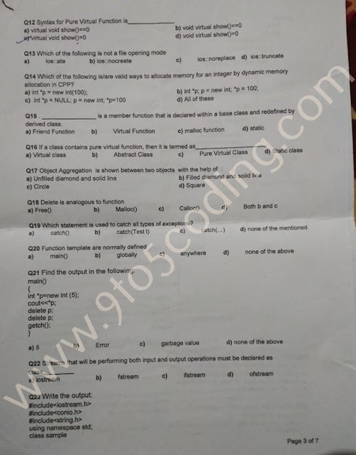 Cse 202 Object Oriented Programming C Programming Lpu Mid Term Question Paper
