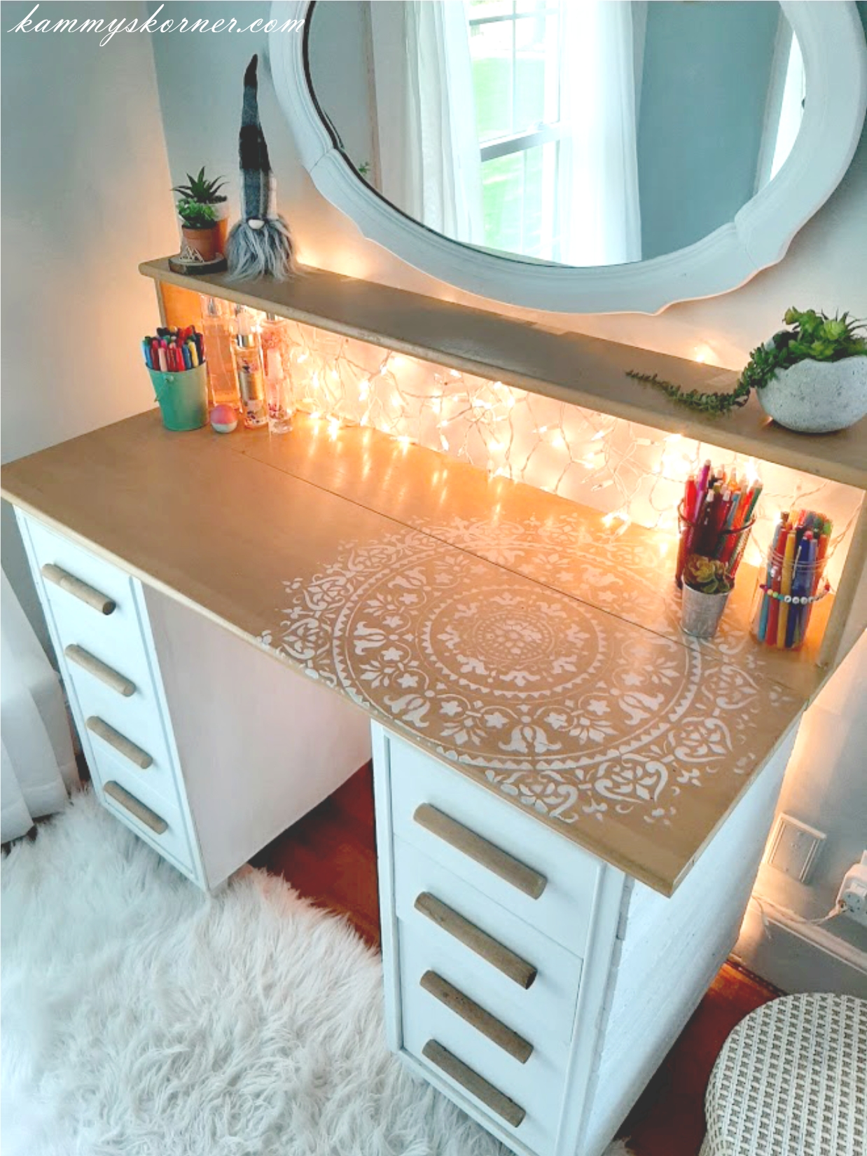 Kammy's Korner: Easy Tween Vanity Desk Built From Nightstands