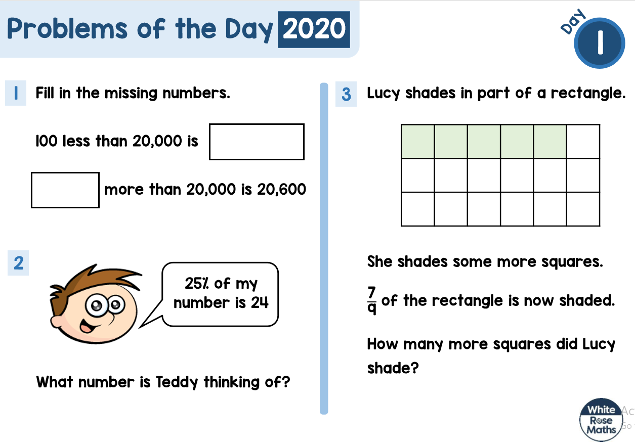 Year 4: Maths problem of the day Monday 4th May