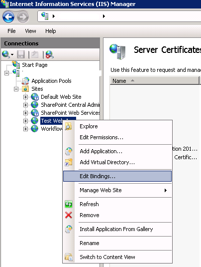 Matt's SharePoint Blog: Installing SSL Certificate and Configuring a ...