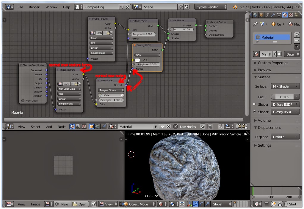 urtuts: blender tutorial how to apply normal maps cycles