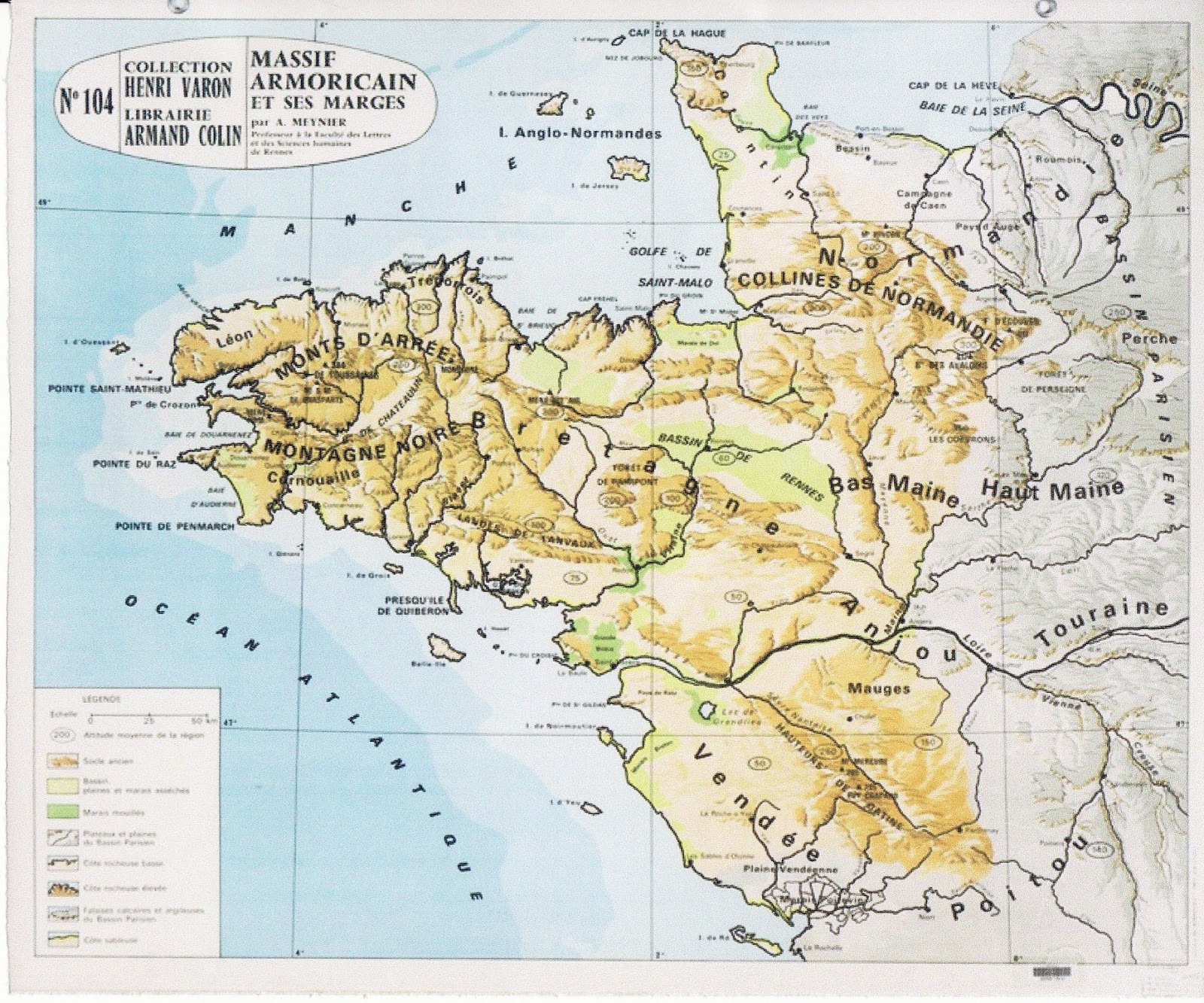 Massif armoricain carte géographique » Vacances - Arts- Guides Voyages