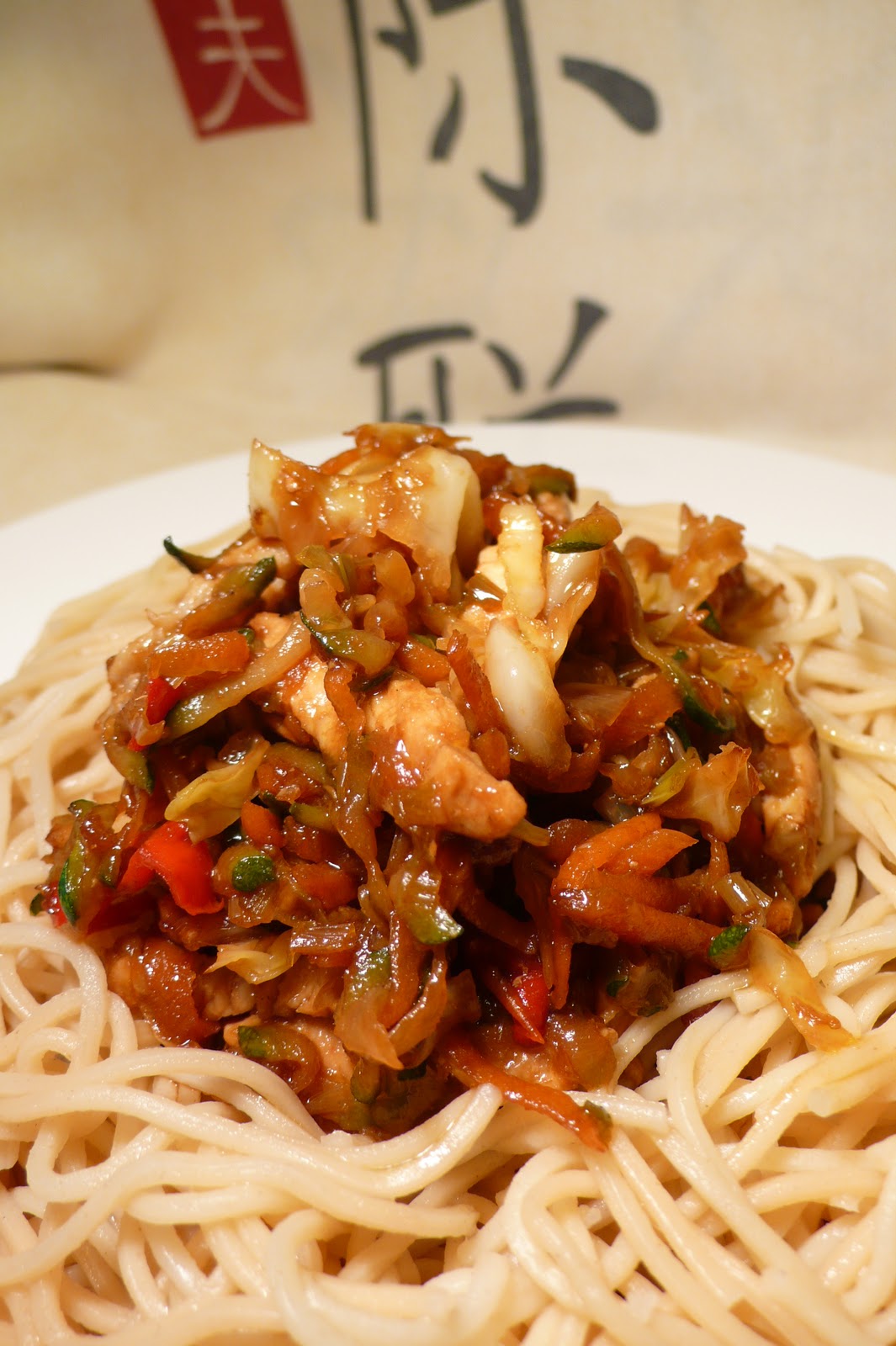 La Morena en la cocina ¡¡Que follón!!: Pasta china con verduras y pollo