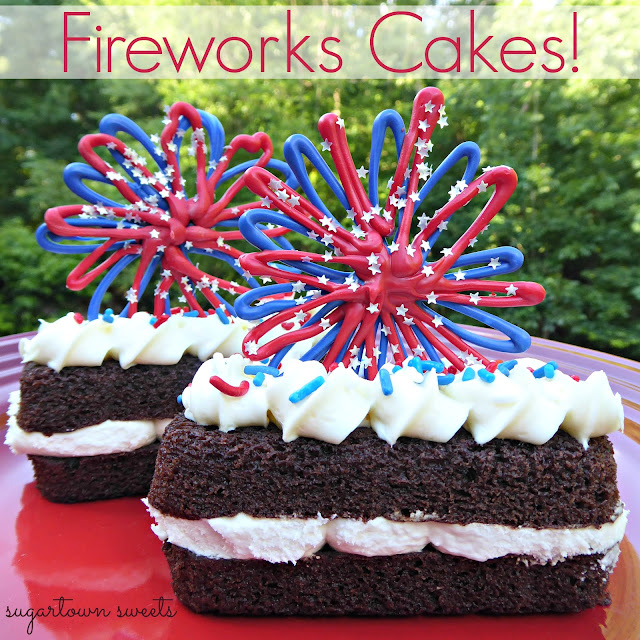 Sugartown Sweets: Chocolate Fireworks Cakes!