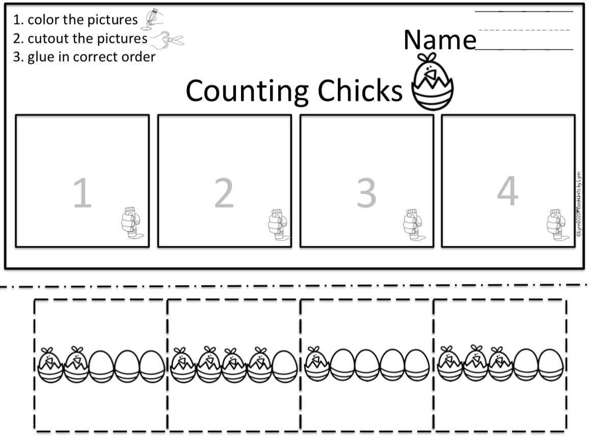 EASTER COUNTING CHICKS WORKSHEETS ~ Book Units by Lynn