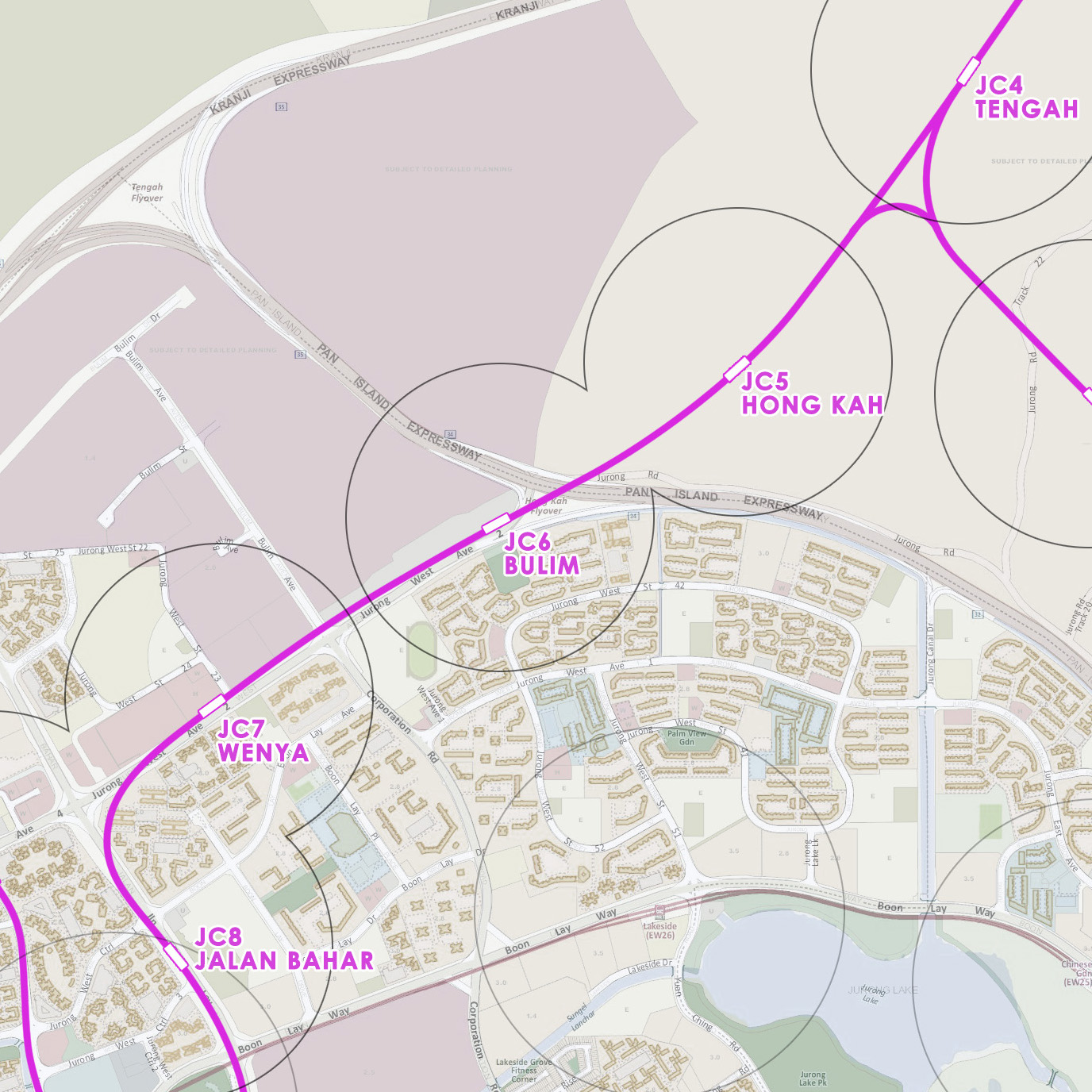 Jurong Region Line Construction: Speculative station locations