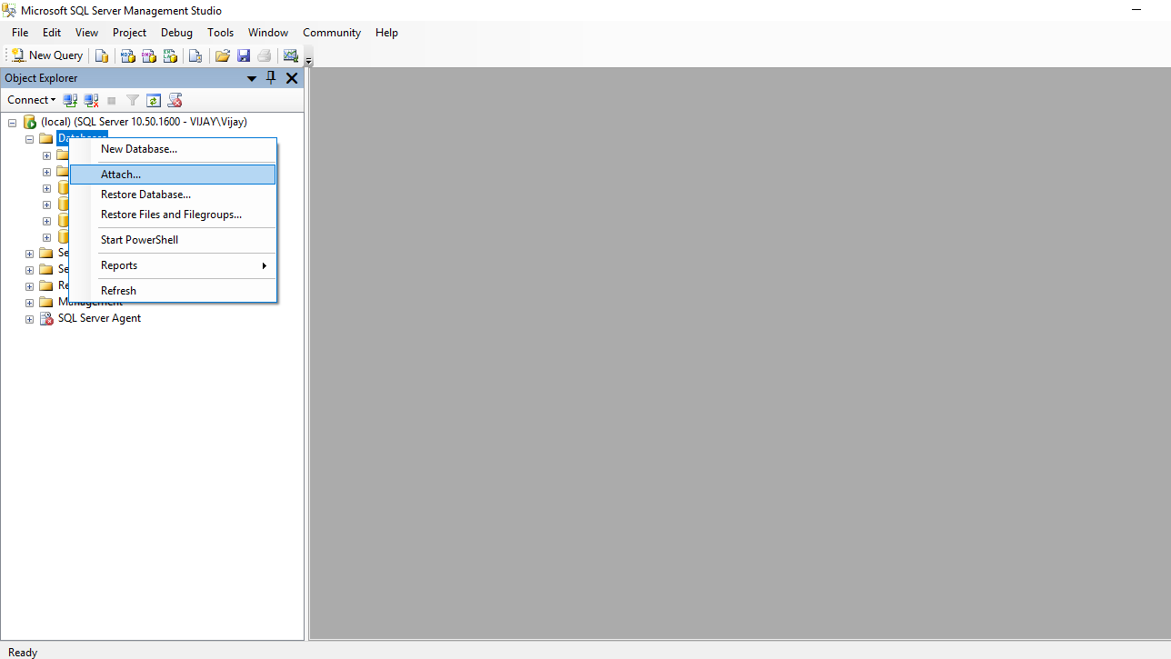 Sql Server Create Database From Mdf And Ldf File Aspmantra Aspnetmvcangularjsjquery