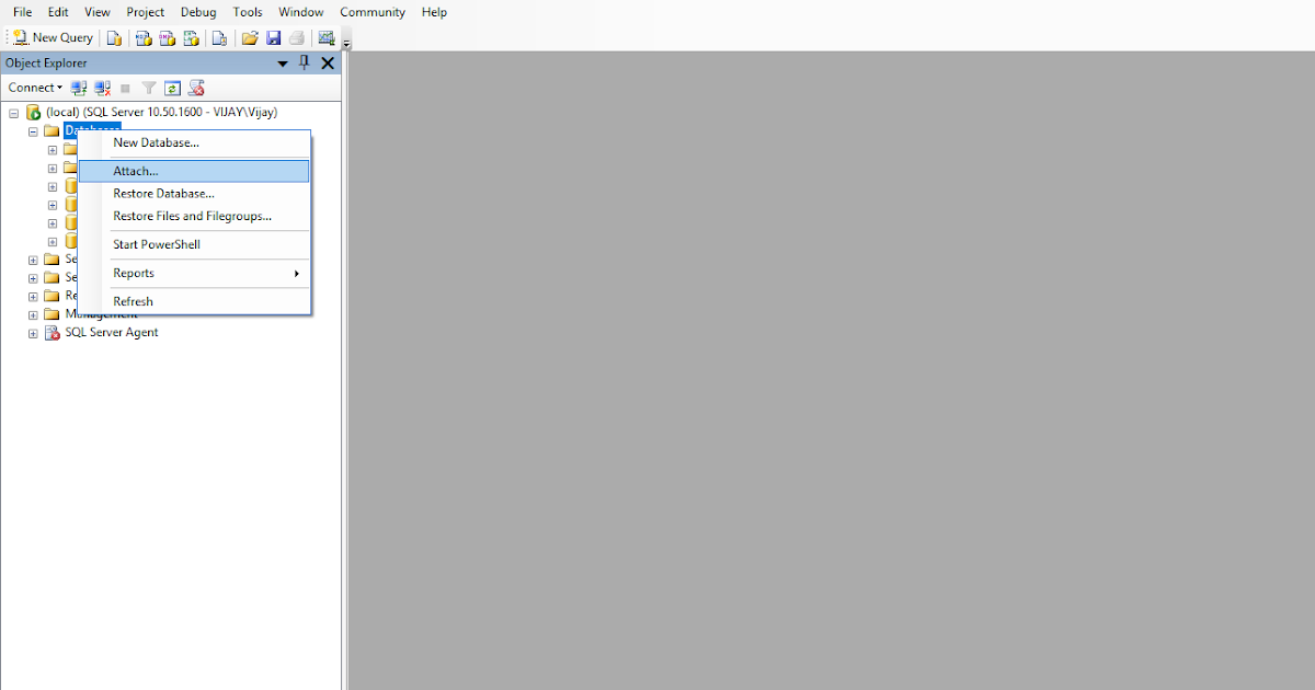 SQL SERVER : Create database from .MDF & .LDF file - ASPMANTRA | Asp ...