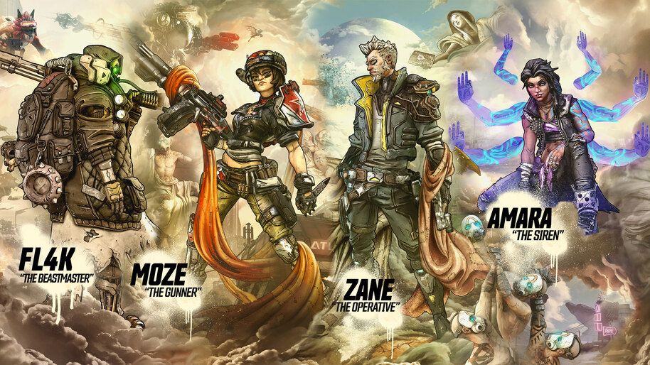 Borderlands 3, Characters, FL4K, Moze, Zane, Amara, 8K, #3.614 ...