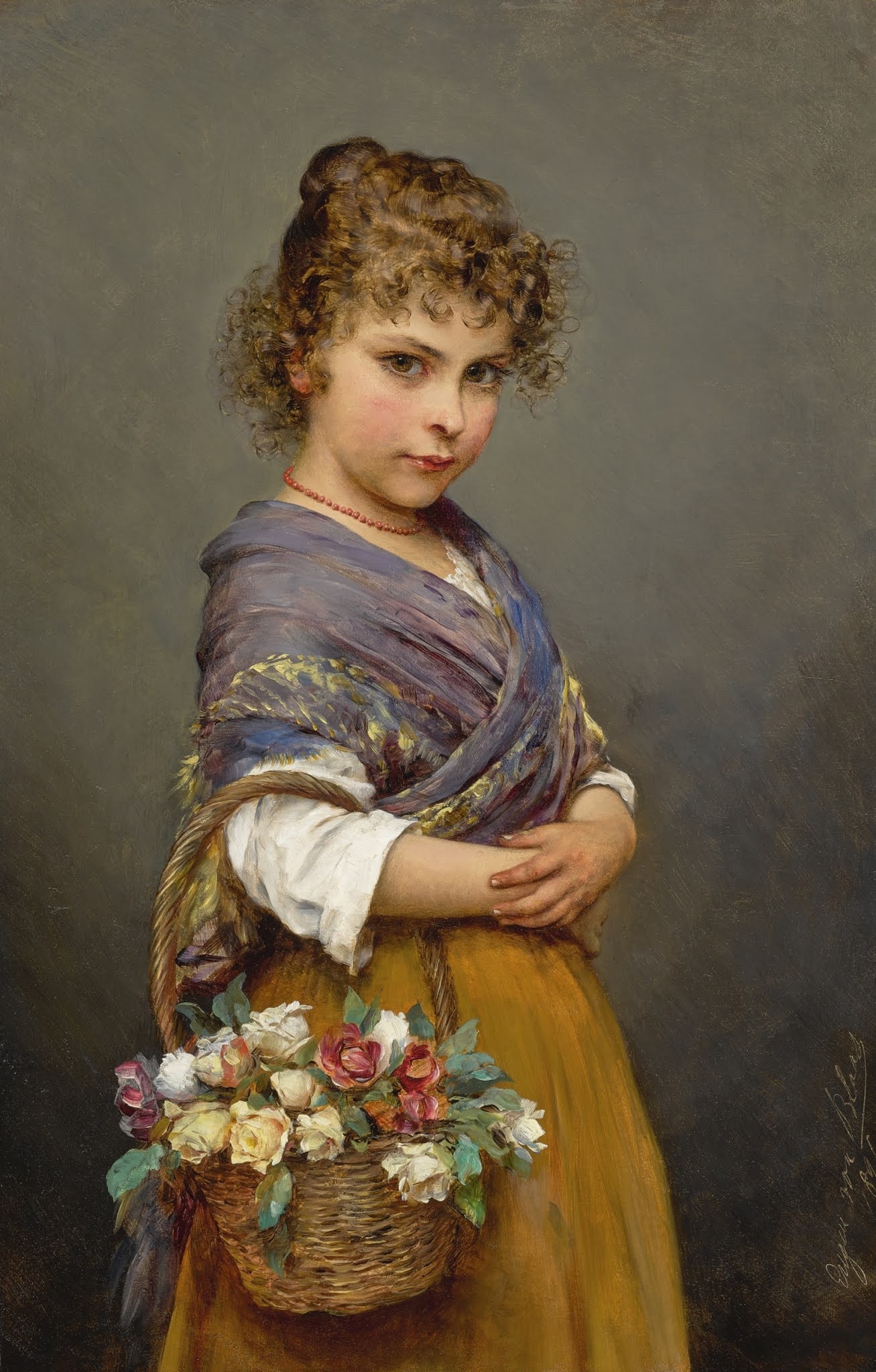 Eugene de Blaas (Austrian, 1843-1931) ~ Young Girl With A Basket Of ... Eugene de Blaas (Austrian, 1843-1931) ~ Young Girl With A Basket Of ...
