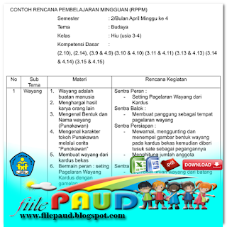 Contoh RKH PAUD, Contoh RPPH PAUD Menggunakan Kurikulum 2013 - File Paud