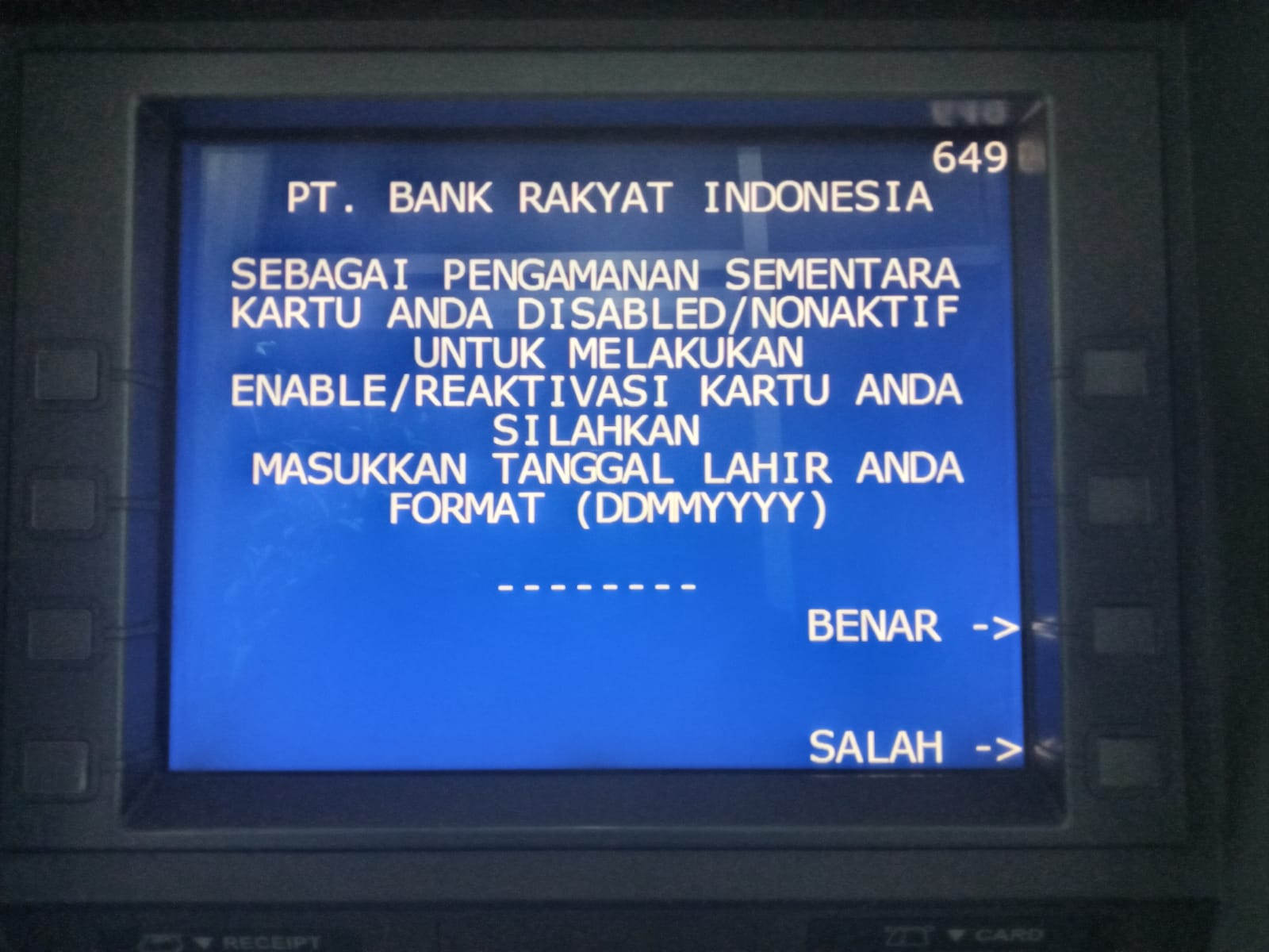 Mengaktifkan kartu ATM BRI disabled atau nonaktif saat tarik tunai - de ...