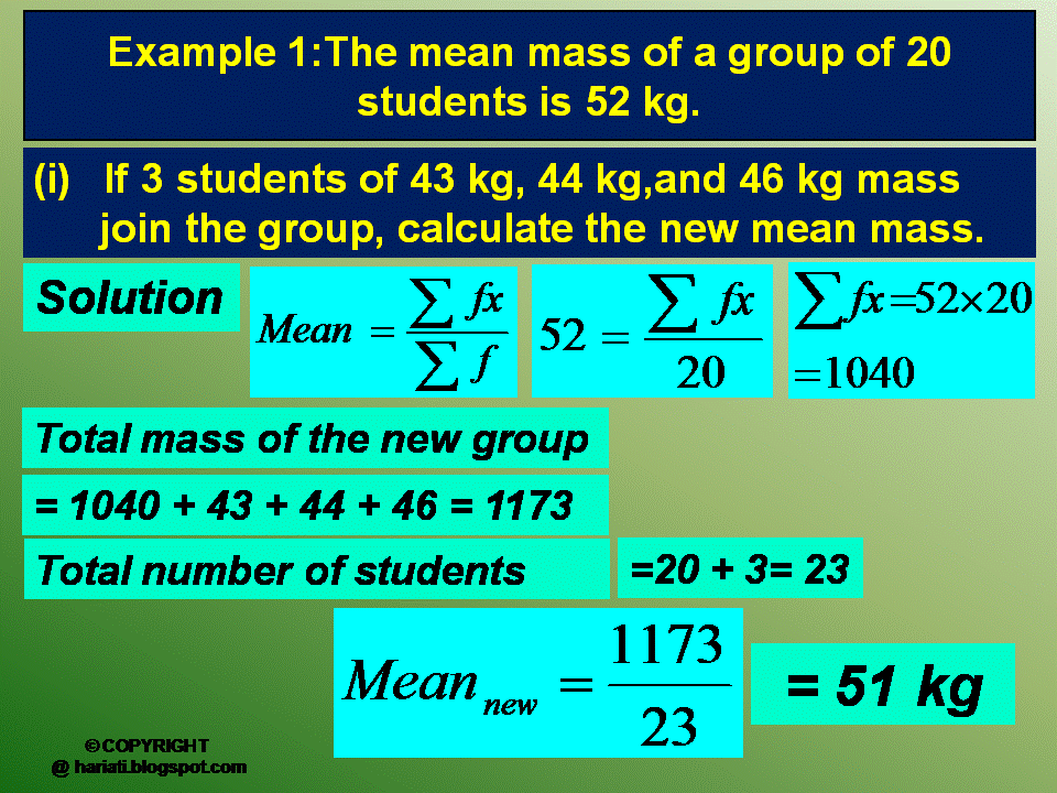 TIP BELAJAR MATEMATIK (TIPS FOR LEARNING MATHEMATICS): EXAMPLE 1 - MEAN