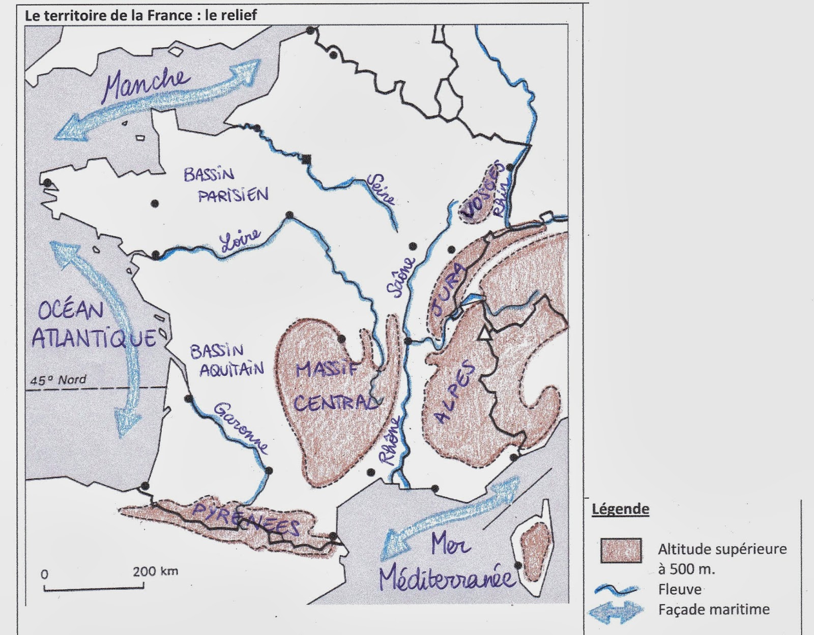 Histoire géo à Balzac: Repères : le territoire national (reliefs ... Histoire géo à Balzac: Repères : le territoire national (reliefs ...