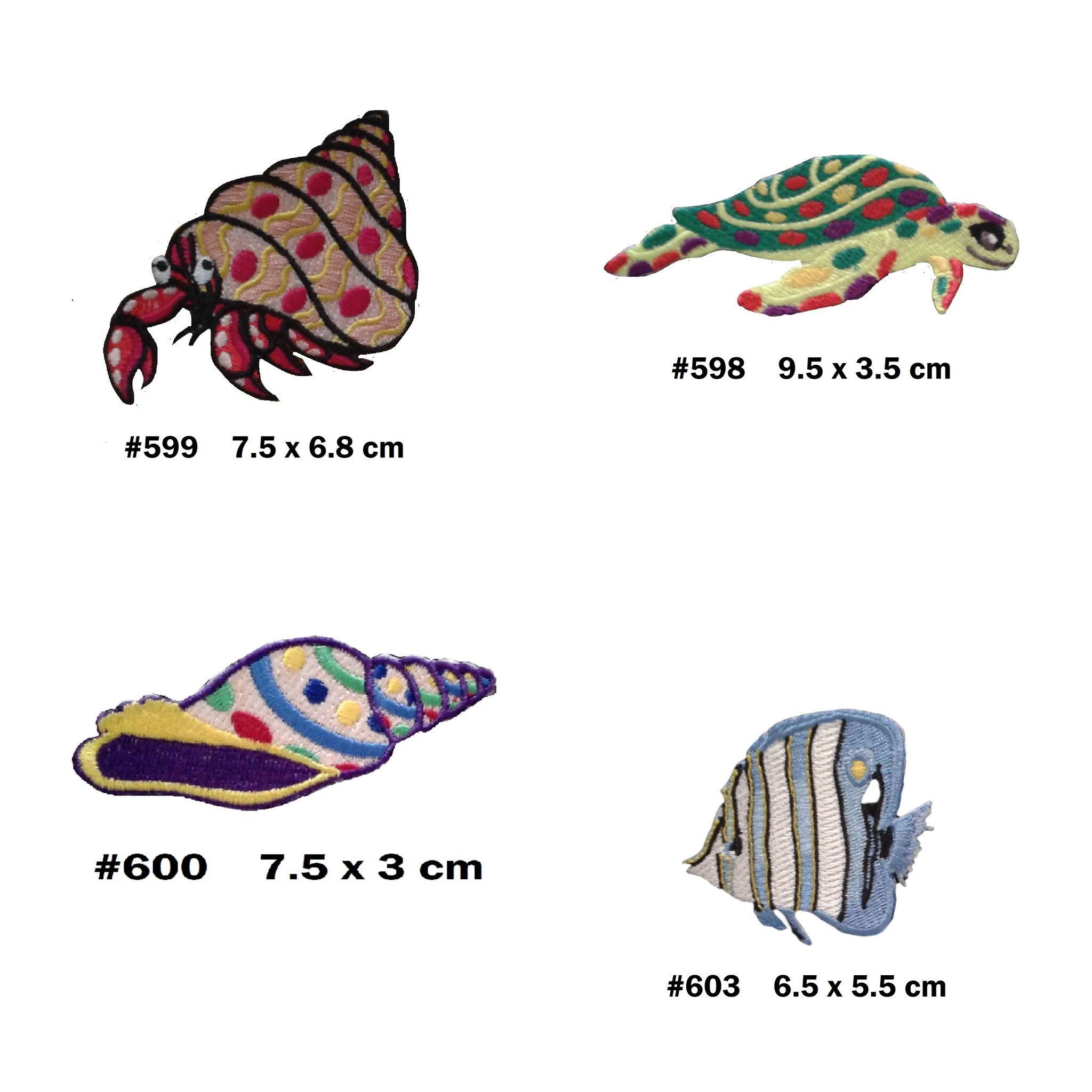 Iron On Patch Shop: SEA CREATURES MARINE LIFE FISH DOLPHIN HERMIT CRAB ...