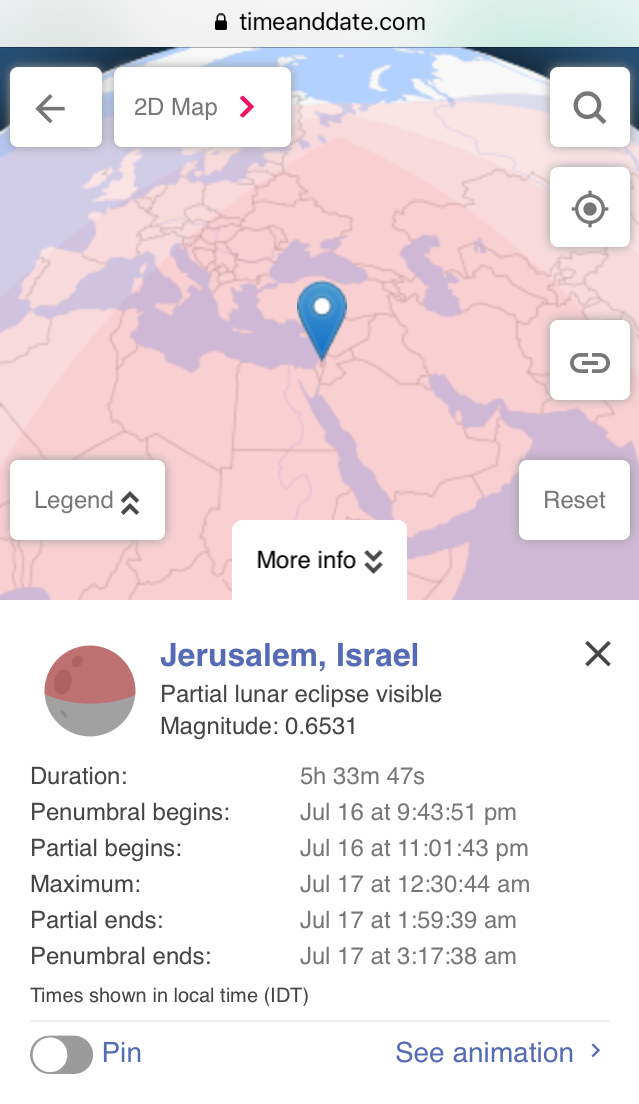 Astronomy Israel: Lunar Eclipse in Israel, July 16, 2019 - ECLIPSE ...
