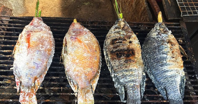 Pla Pao, or Thai Salt-Crust Fish, Koh Larn, Thailand