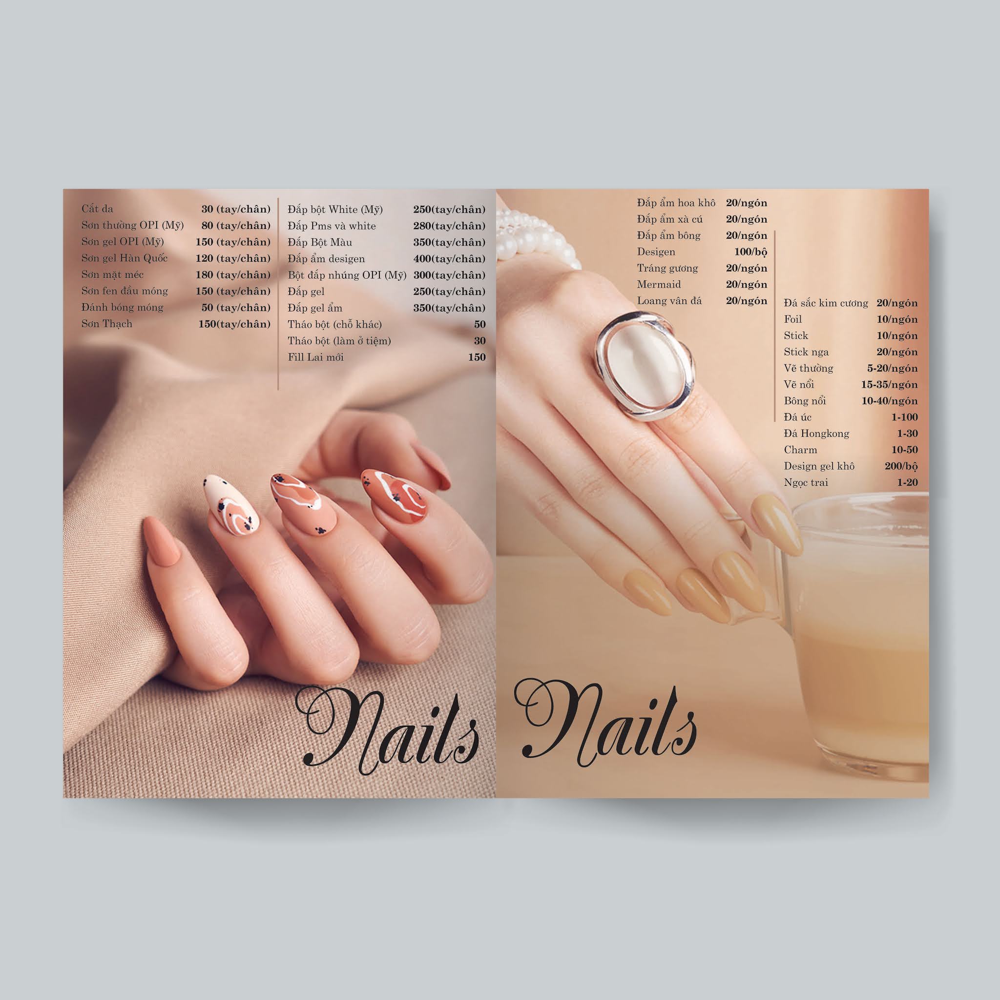 THIẾT KẾ MENU NAILS SPA SALON GIÁ BAO NHIÊU TIỀN