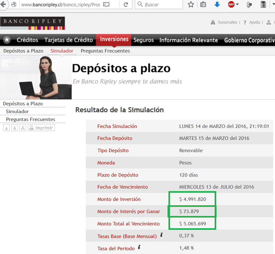 Simulador Deposito A Plazo Fijo Banco Chile Dinero Ya Opiniones