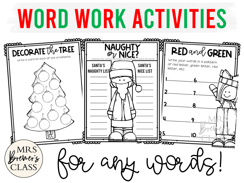 Spelling Practice Word Work Activities for ANY Words | Christmas ...