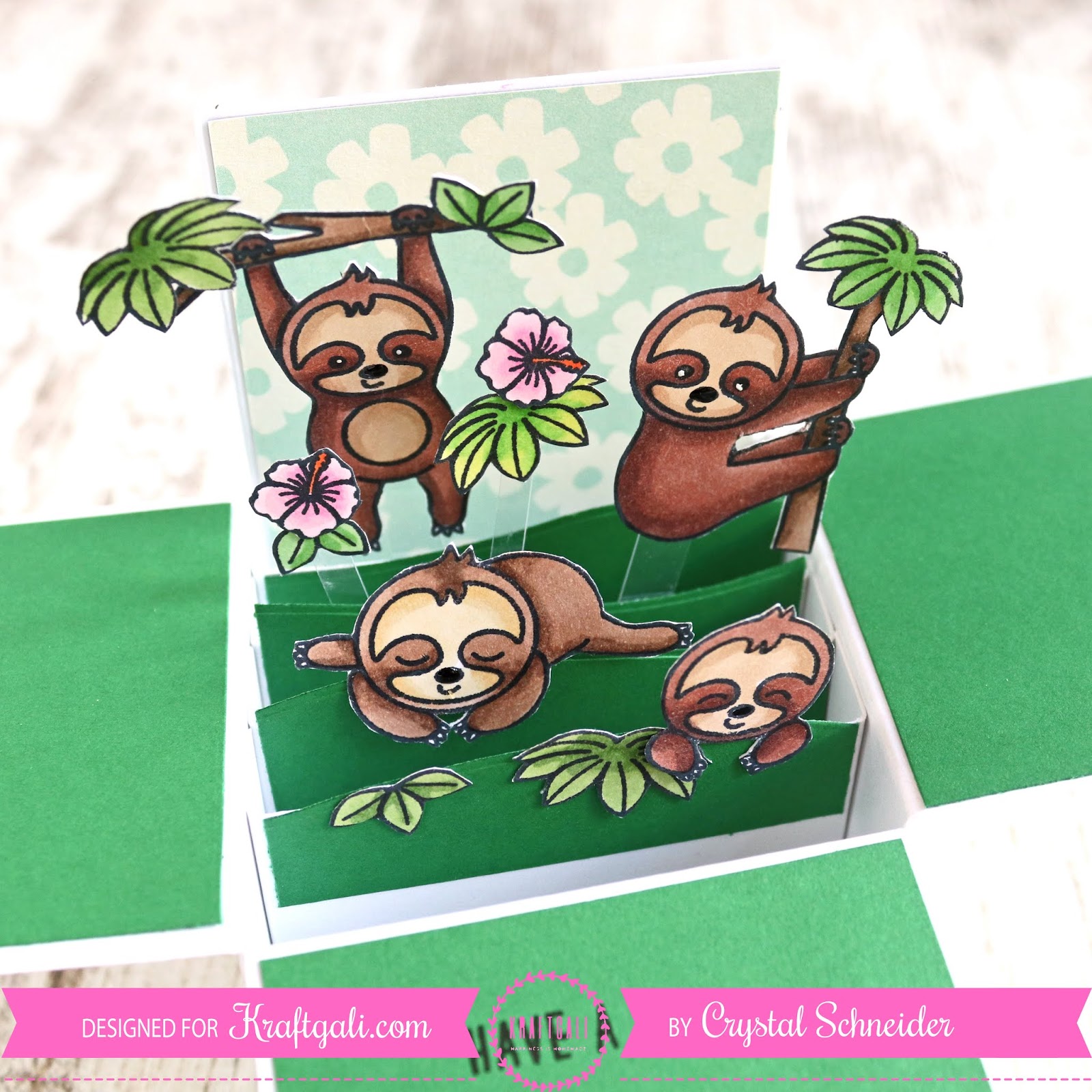 Silly Sloth Box Card ~ Kraftgali Blog