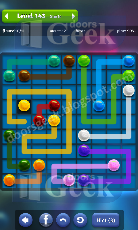 Flow Frenzy [Starter] 9x9 hard Level 143 ~ Doors Geek