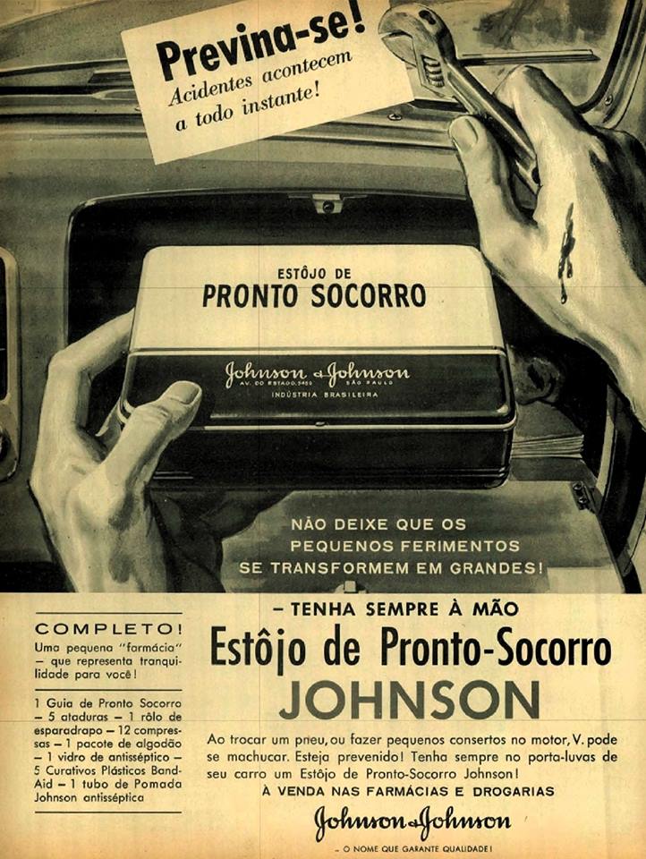 Propagandas de Todos os Tempos: 1961. Estojo de Pronto Socorro Johnson.