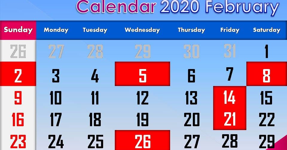 2020 FEBRUARY CALENDAR FESTIVALS AND HOLIDAYS